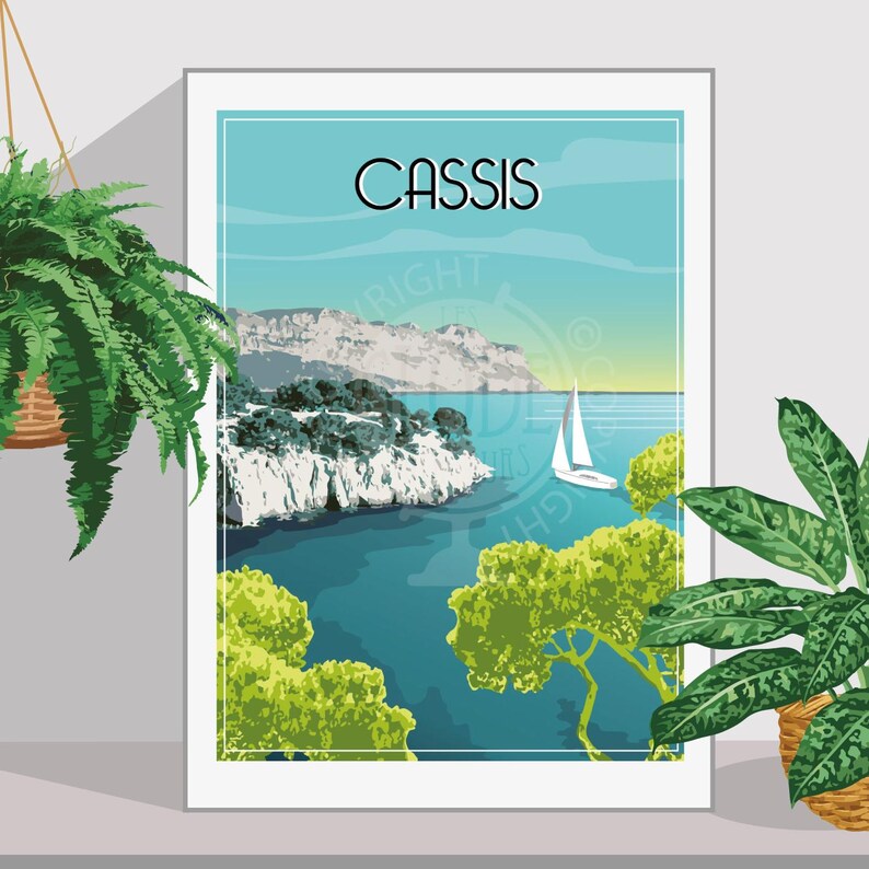Affiche Cassis, les Calanques, poster ville de france, poster Cassis ...