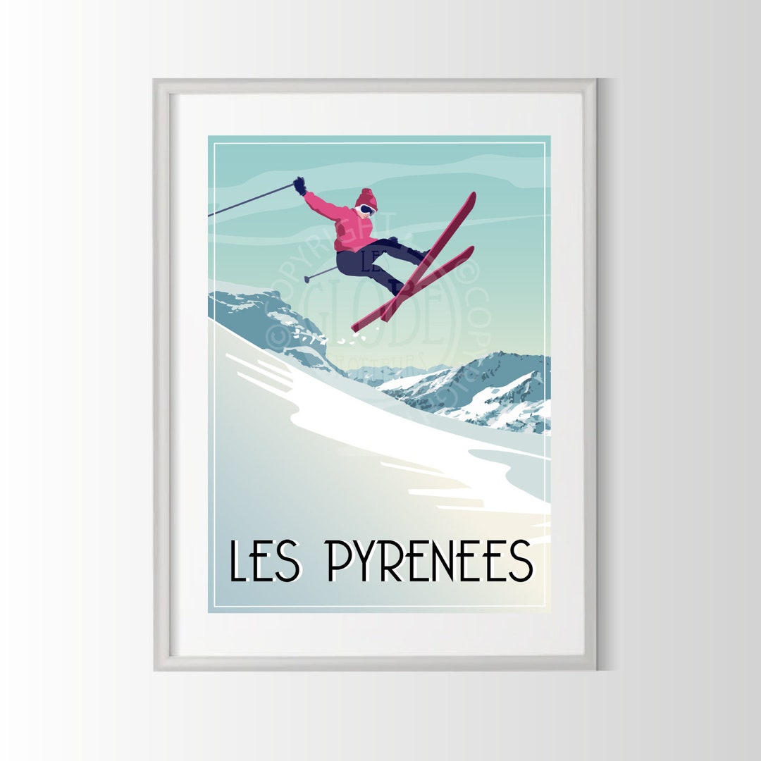 Poster Pyrenees, Poster Pyrenees, Souvenir Pyrenees, Gift Pyrenees, Ski ...