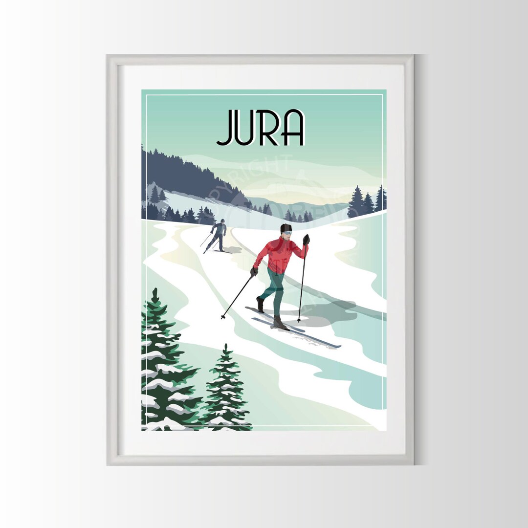 Affiche Jura , poster Jura, souvenirJura, cadeau Jura, ski, neige ...