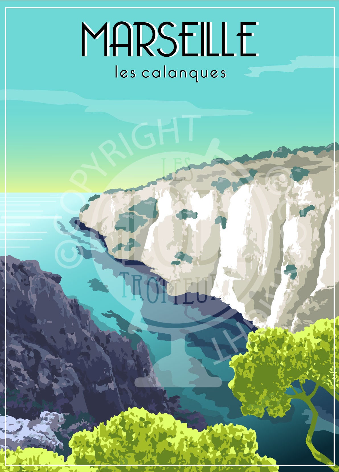 Affiche Marseille, les calanques, poster ville de france, poster ...