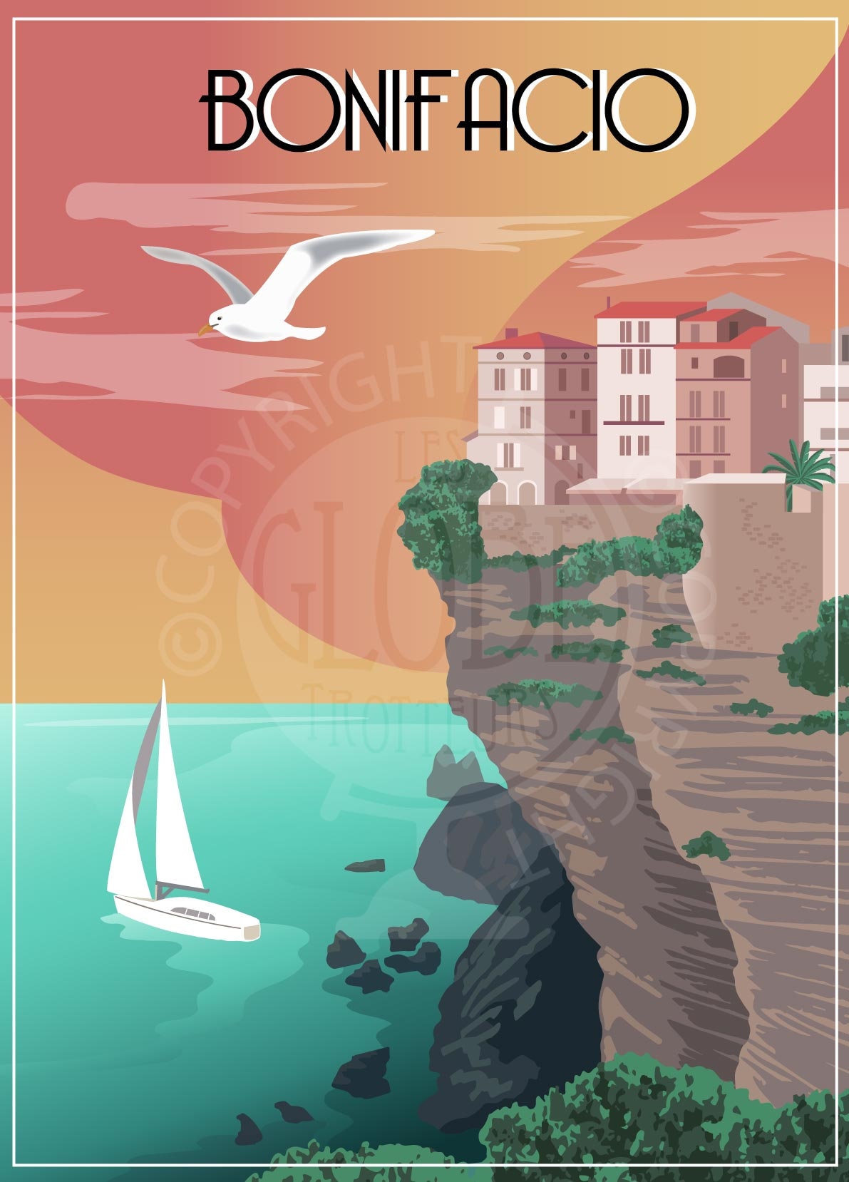 Affiche Corse, poster Bonifacio, poster Corse, affiche Bonifacio ...