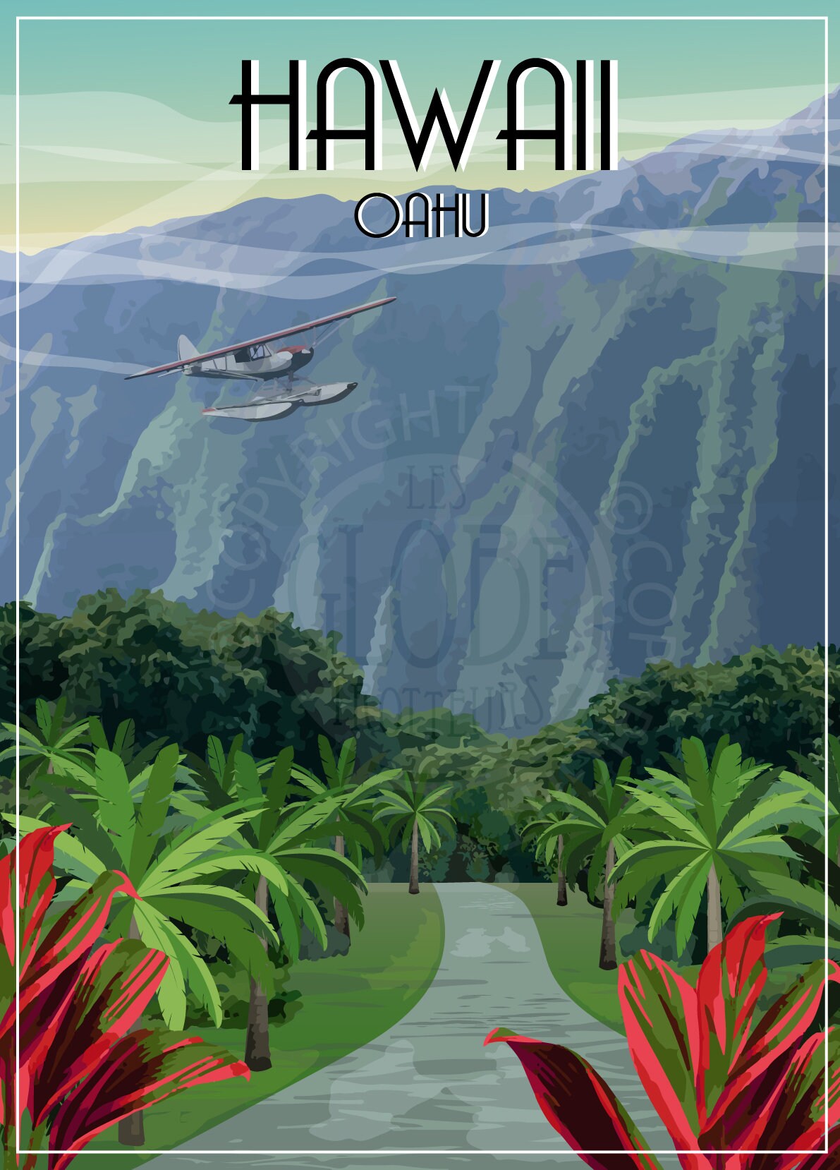 Hawaii Poster, Hawaii Poster, Hawaii Souvenir, Vintage Poster, Oahu ...