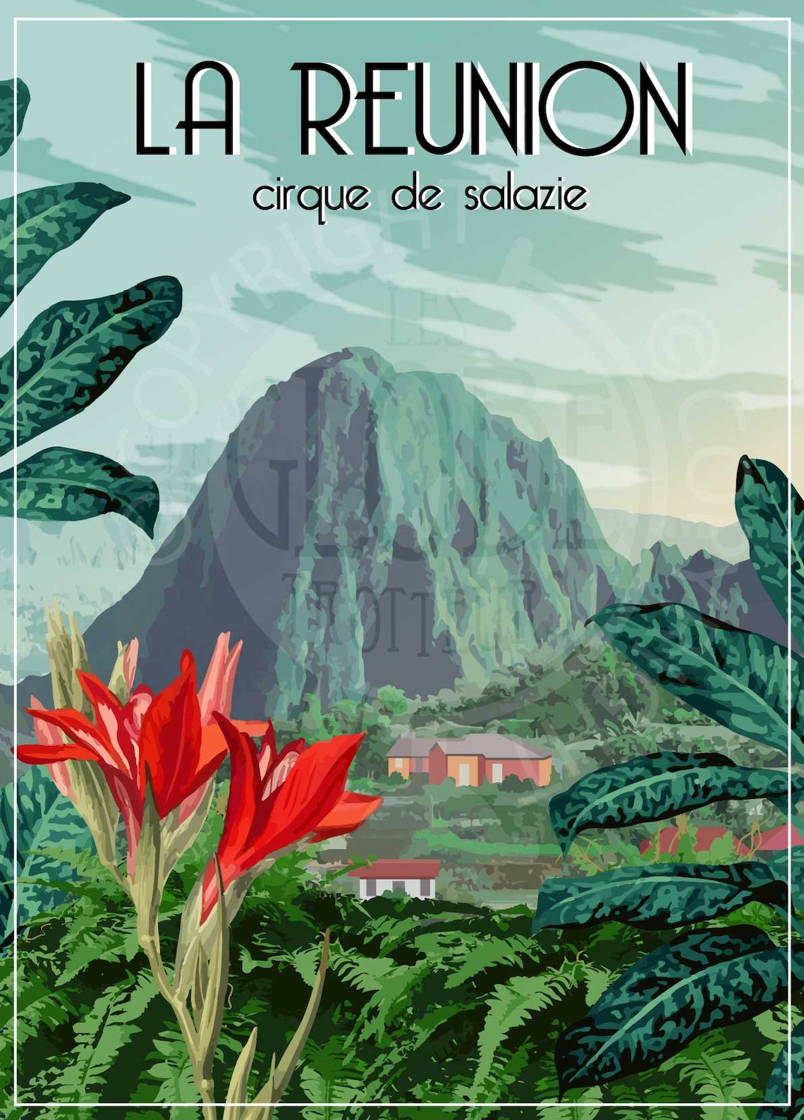 Affiche Réunion, poster Réunion, souvenir Réunion, affiche Salazie, affiche région de France ...