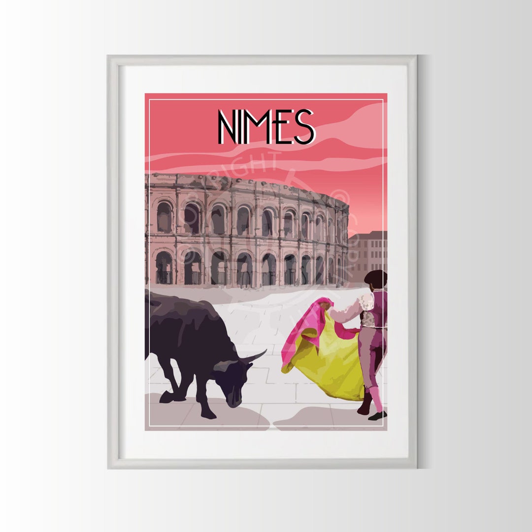Nimes Poster, Nimes Poster, Nimes Souvenir, Nimes Gift, France Region ...
