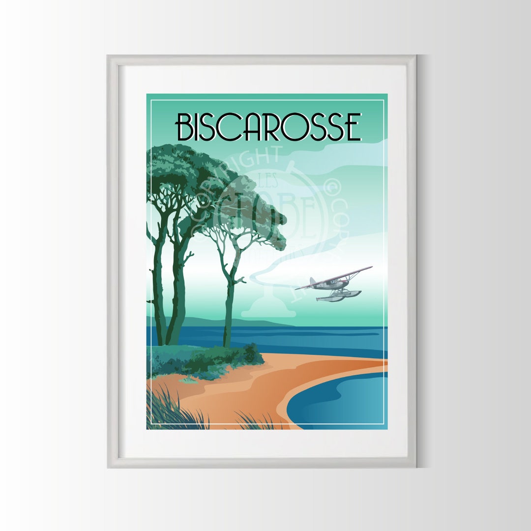 Biscarosse Poster, Biscarosse Poster, Biscarosse Souvenir, France City ...
