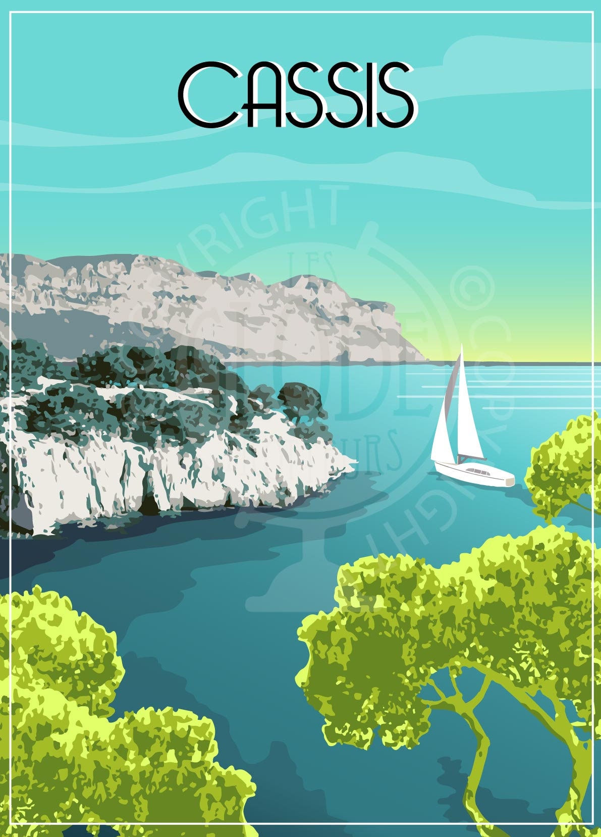 Affiche Cassis, les Calanques, poster ville de france, poster Cassis ...