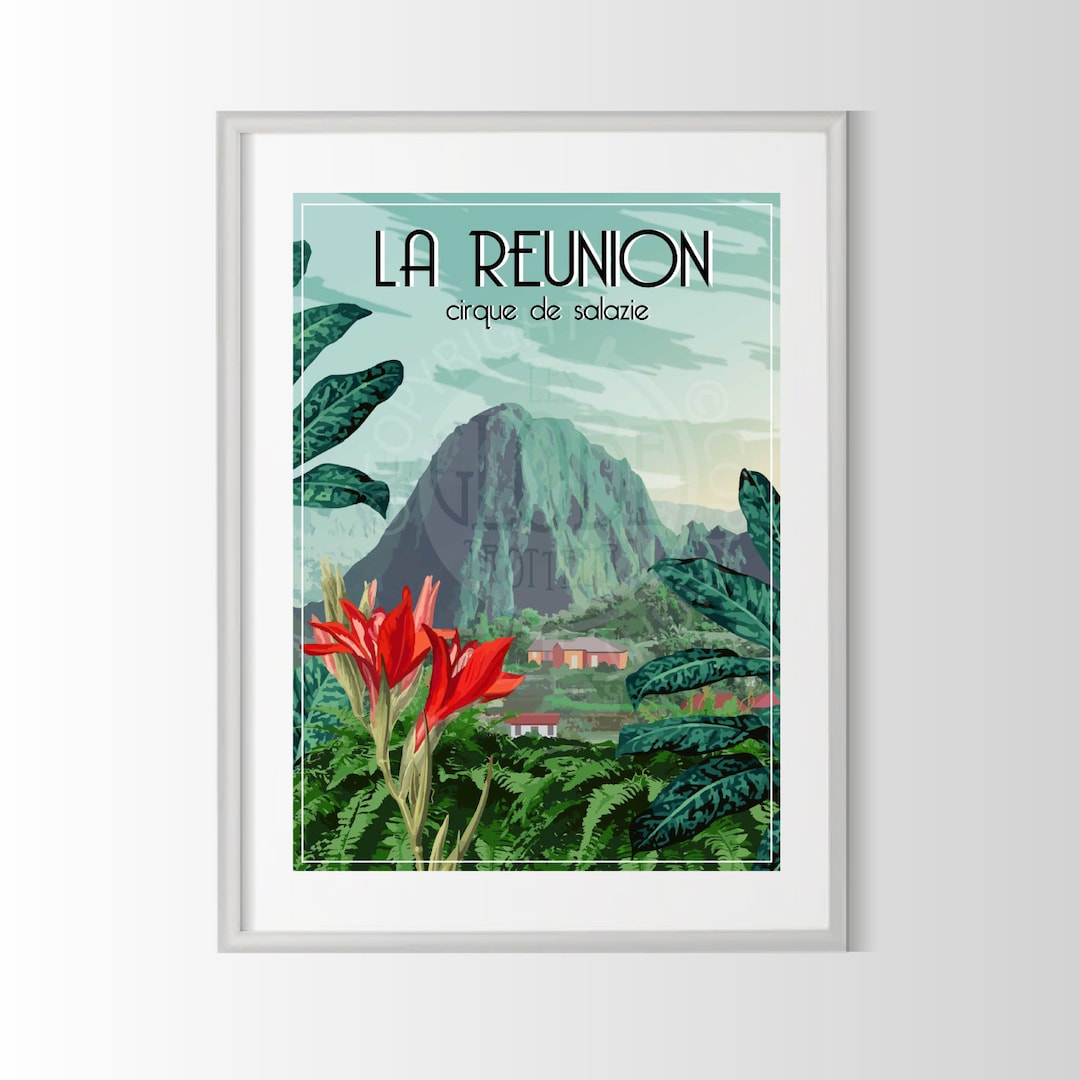 Affiche Réunion, poster Réunion, souvenir Réunion, affiche Salazie ...