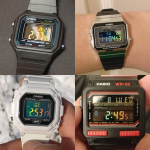Casio A158W Modified With Rainbow Digits on Mirrored Lcd (v2.0) - Etsy