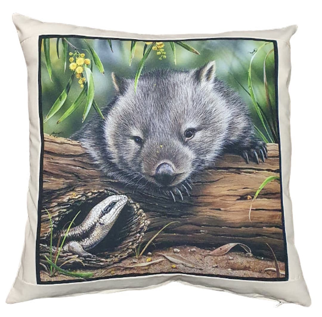 Wombat & Blue Tongue Lizard Cushion Cover - Etsy Australia