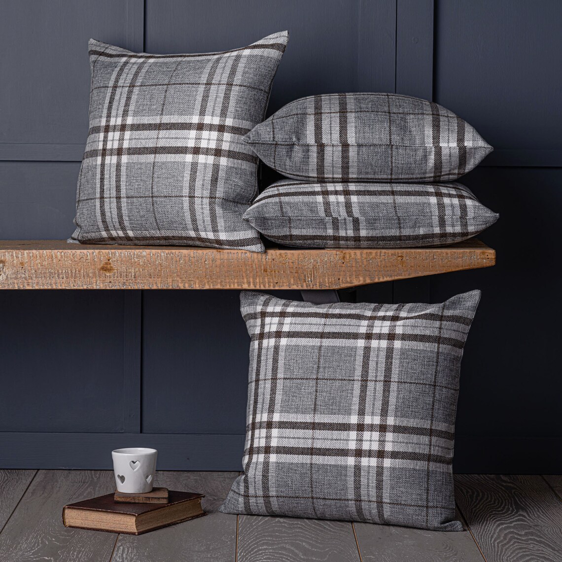Set of 4 Tartan Highland Check Cushion Covers Regular 18 Inch or Large ...