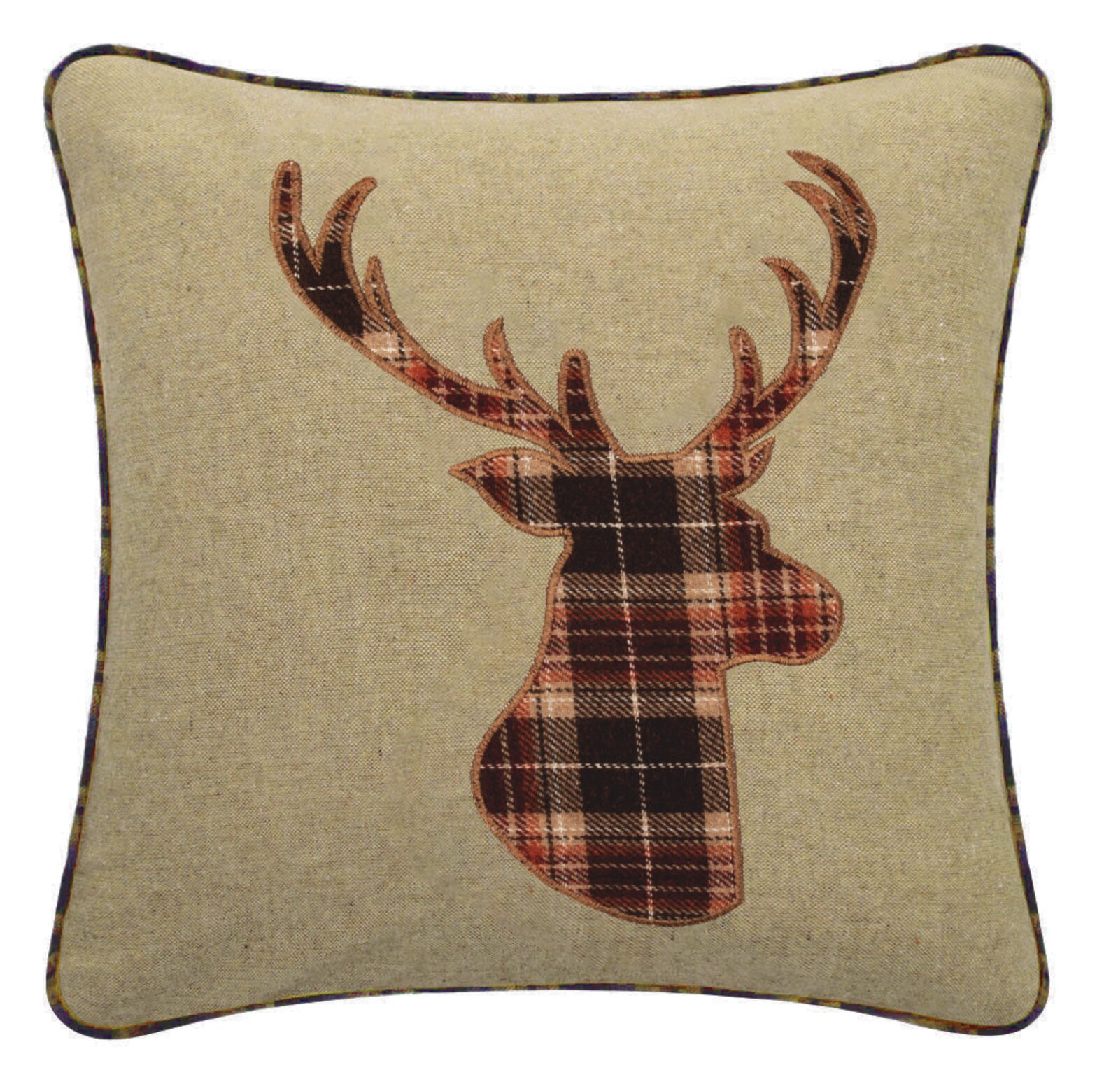 Set of 4 Tartan Stag & Tartan Patchwork Heart Cushion Covers | Etsy