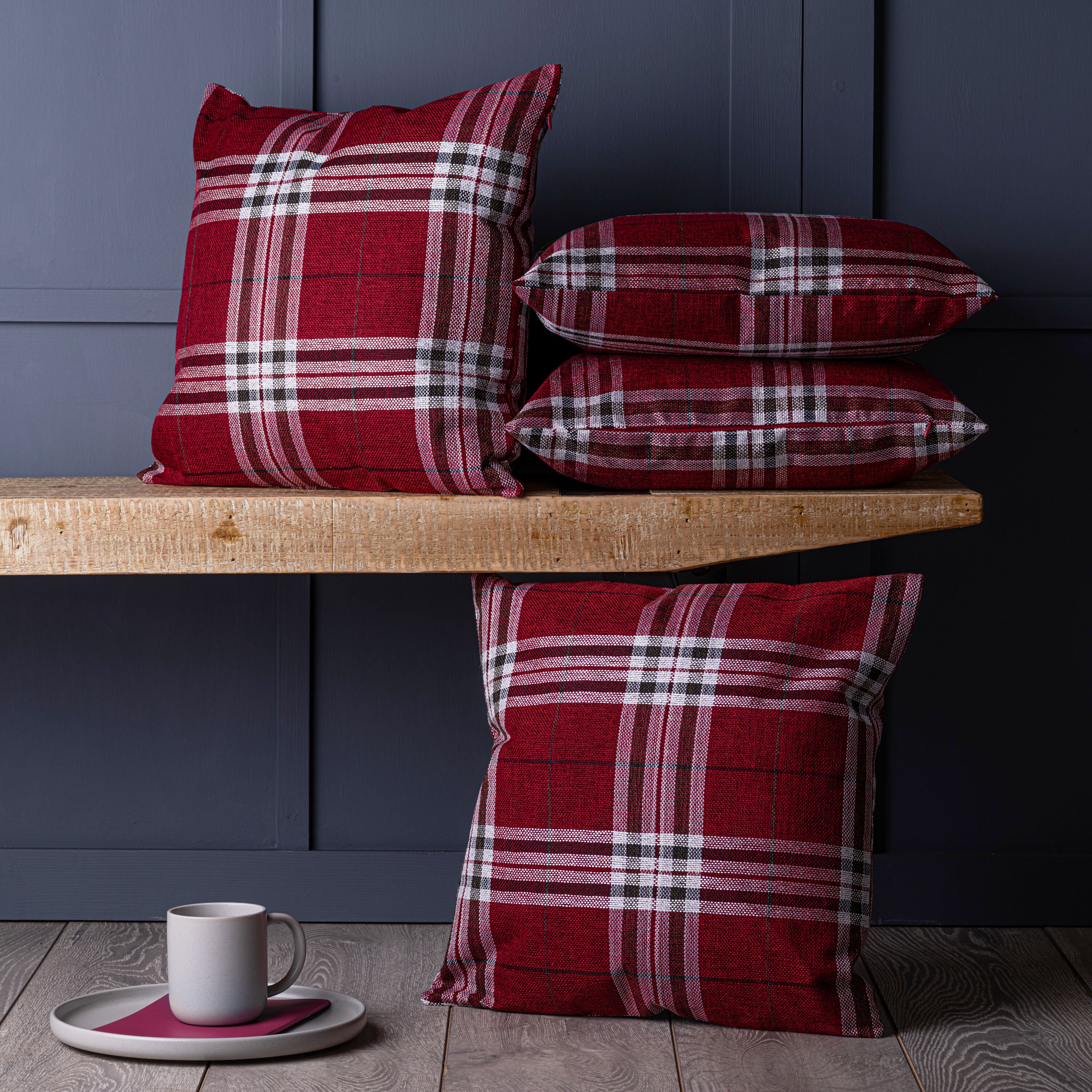 Set of 4 Tartan Highland Check Cushion Covers Regular 18 Inch or Large ...
