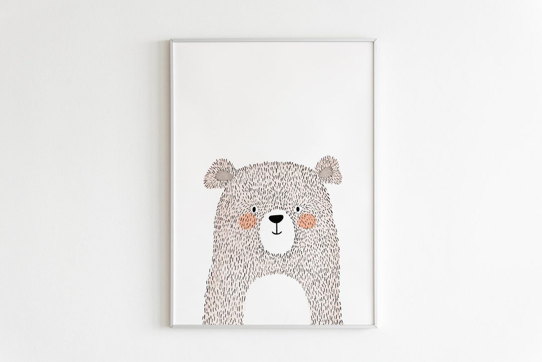 Bear Nursery Print, Bear Wall Art, Bear Illustration Print, Animal ...