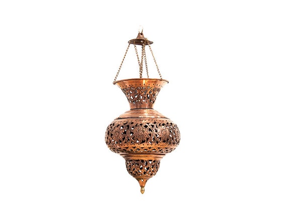 Persian Lantern Copper Hanging Lamp | Etsy
