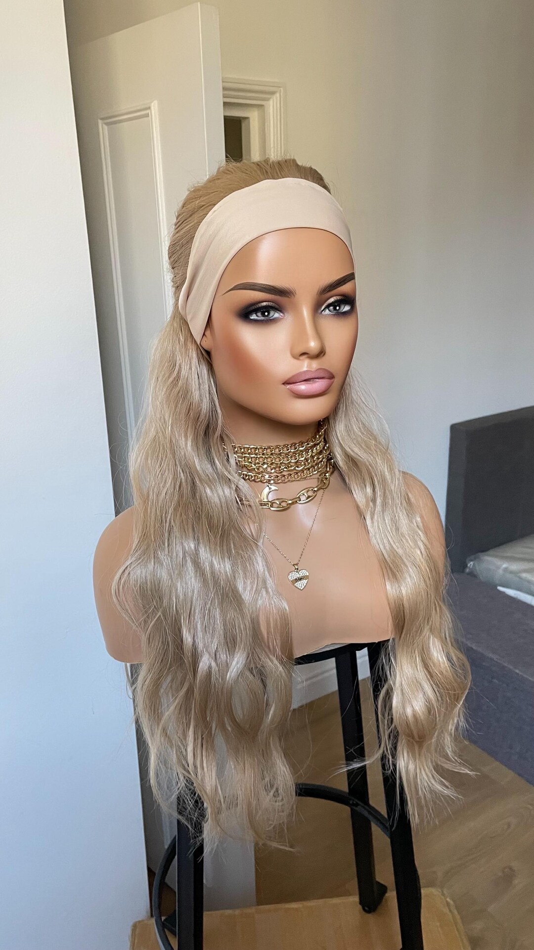 Ash Blonde Ponytail Wig: Heat-safe Synthetic Updo With Headband - Etsy