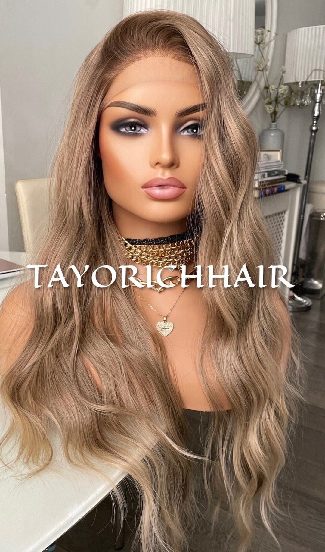 Perruque synthétique lace frontale ombrée blond - Etsy Canada