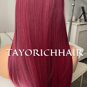 Dark Red Straight Synthetic Lace Front Wig/ 13x6 Lace Wig/ Winter Fall ...