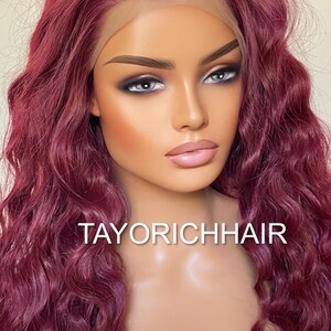 Ruby Burgundy Synthetic Lace Wig/ Curly Exotic Wig/ Soft Hair Wigs for ...