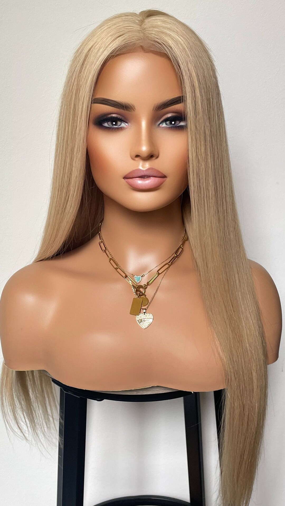 Human Hair Long Straight Plain Light Blonde Wig - Etsy