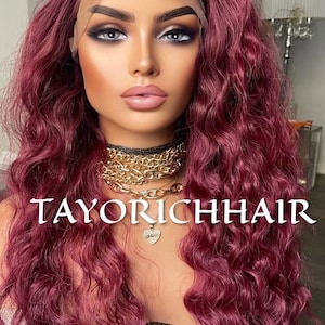 Ruby Burgundy Synthetic Lace Wig/ Curly Exotic Wig/ Soft Hair Wigs for ...