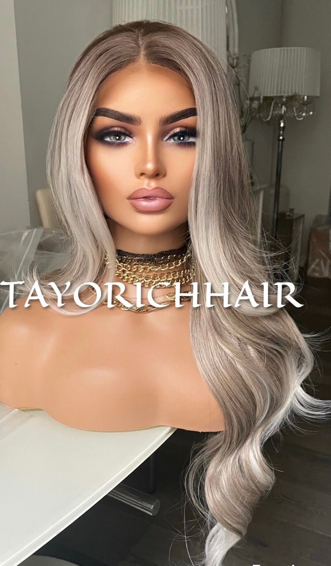Dark Ash Lace Front Wig With Face Framing Money Piece 13x4 Swiss Lace ...