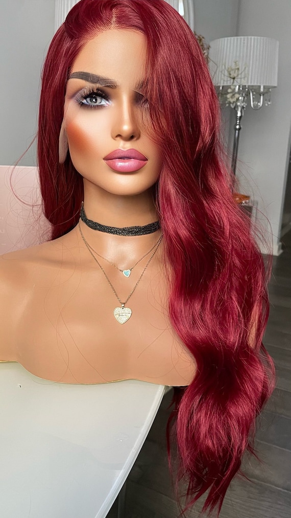 Burgundy Wine Dark Red Synthetic Lace Front Wig / Burgundy - Etsy
