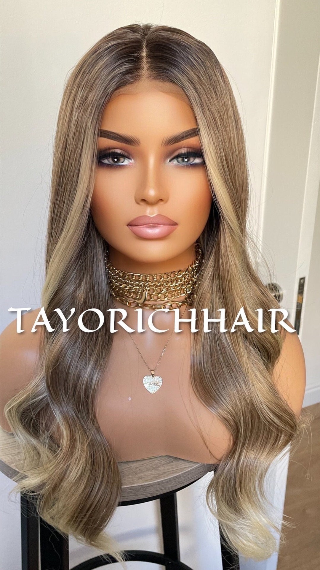 Beautiful Dark Ash Blonde Wig With Face Framing Money Piece/ 20 Inches ...