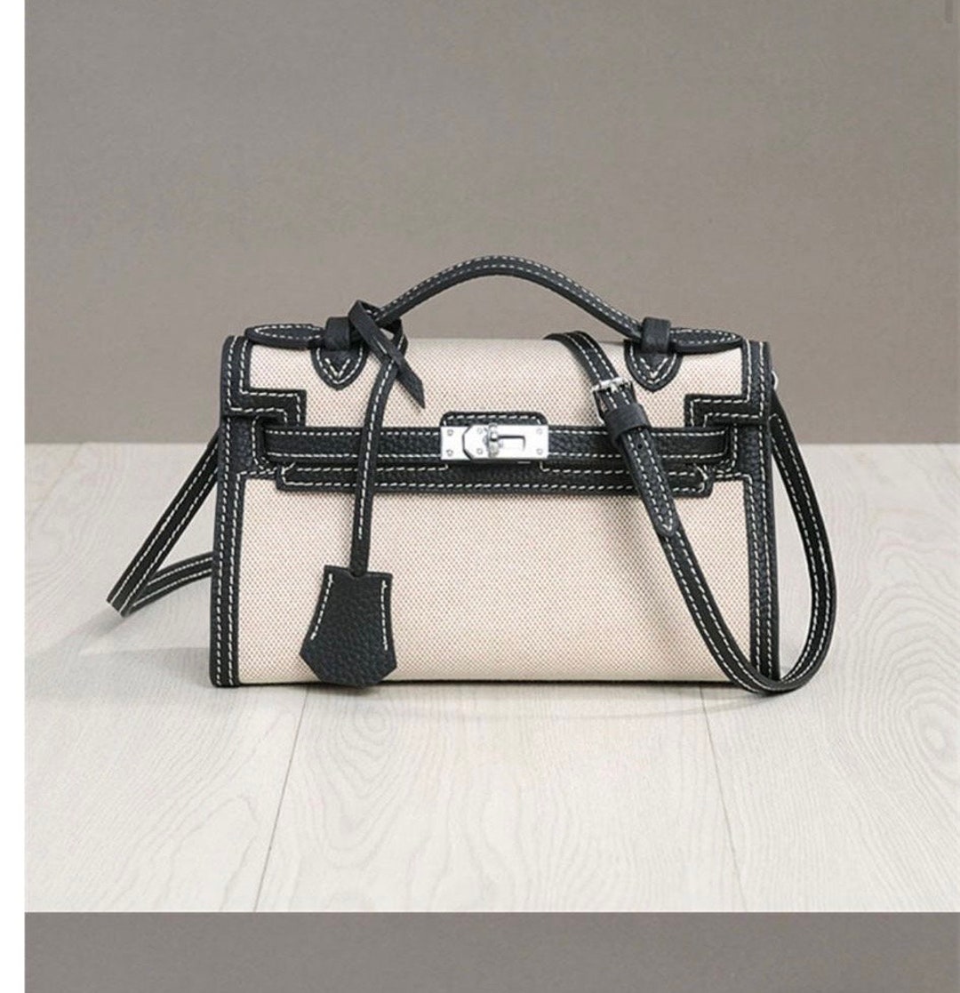 Real Genuine Leather Cowhide Canvas Bag/ Customised Women Luxury ...