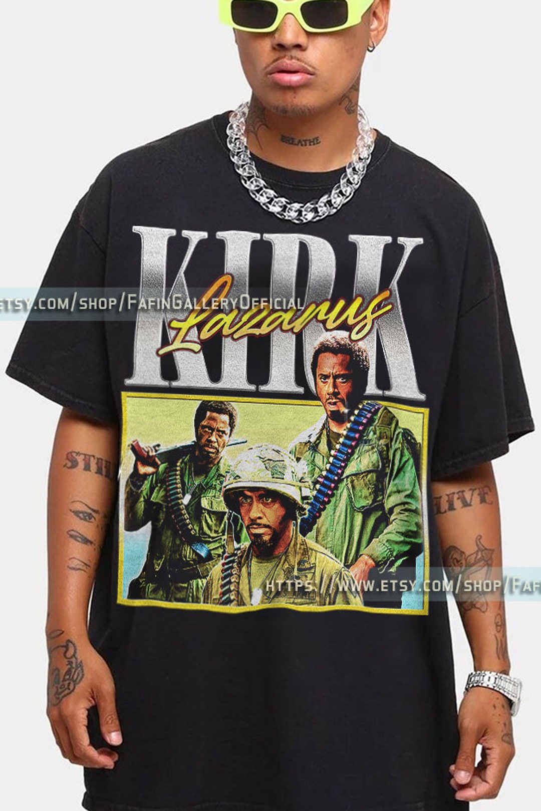 RETRO Tropic Thunder Kirk Lazarus SHIRT, Lazerus Robert Downey Jr, Iron ...