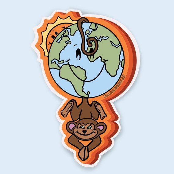 EARTH MONKEY STICKER | Etsy
