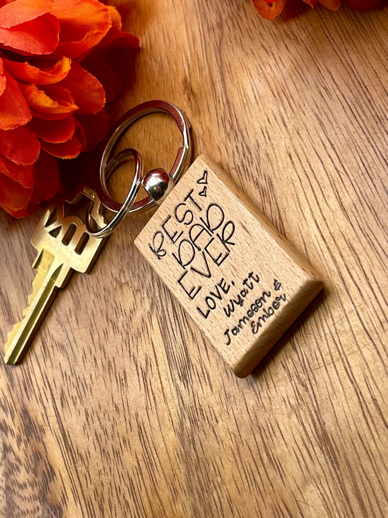 Custom Wooden Keychain Customizable Rectangle Design Handcrafted ...