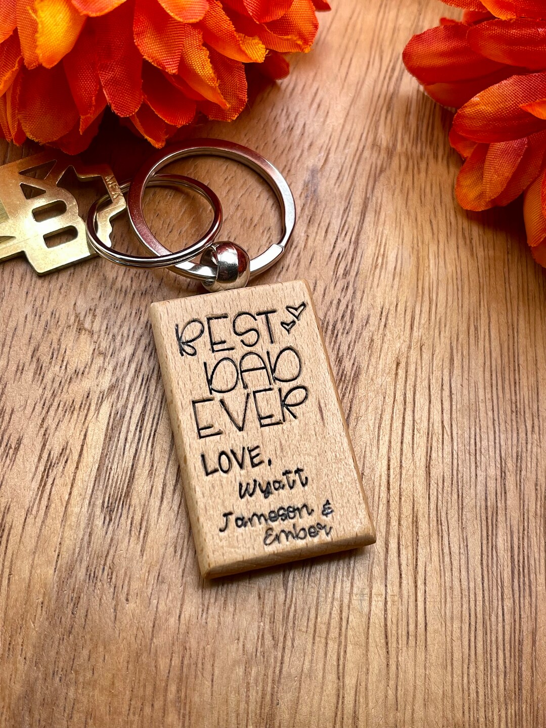 Custom Wooden Keychain Customizable Rectangle Design Handcrafted ...