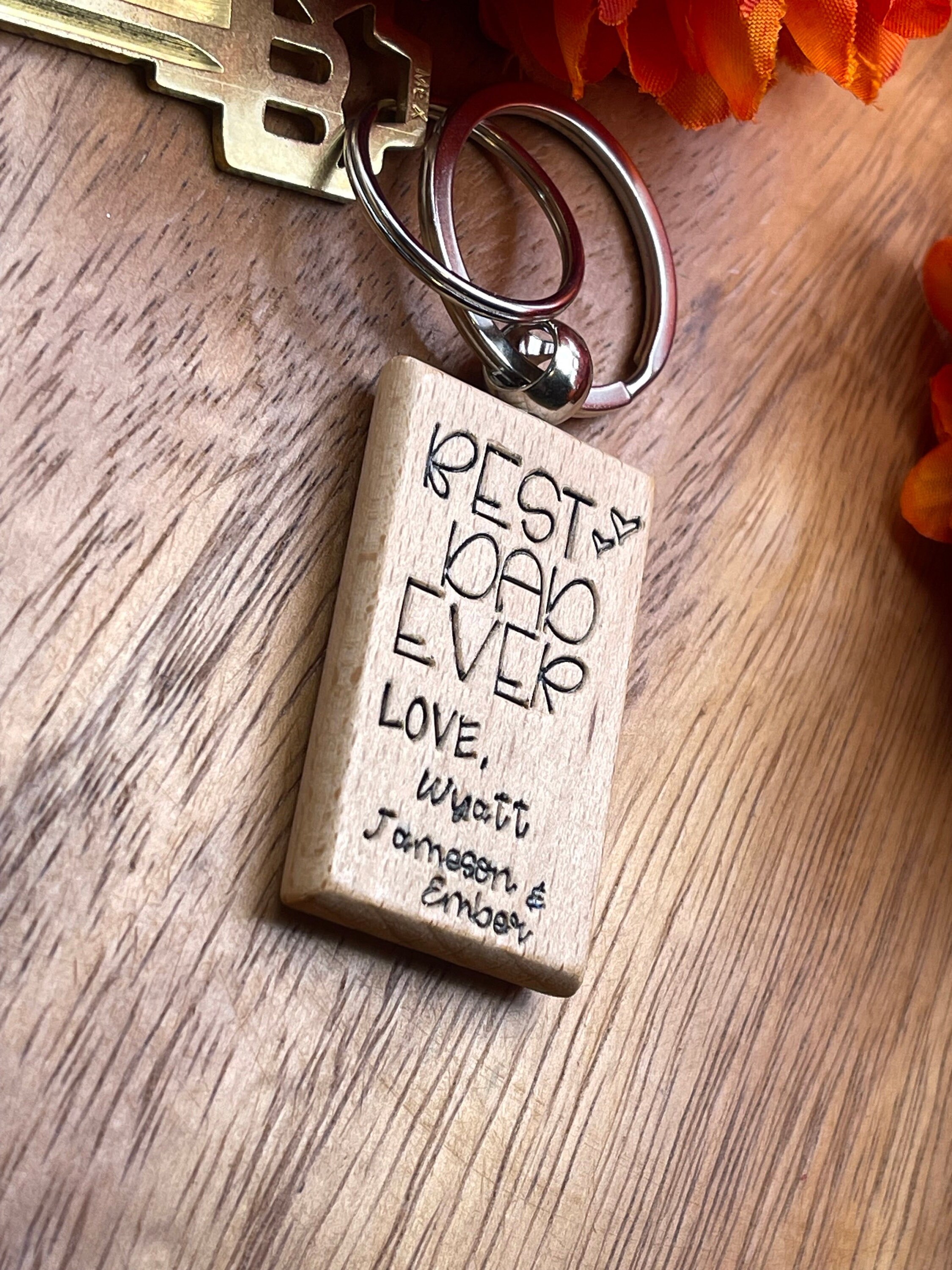 Custom Wooden Keychain Customizable Rectangle Design Handcrafted ...