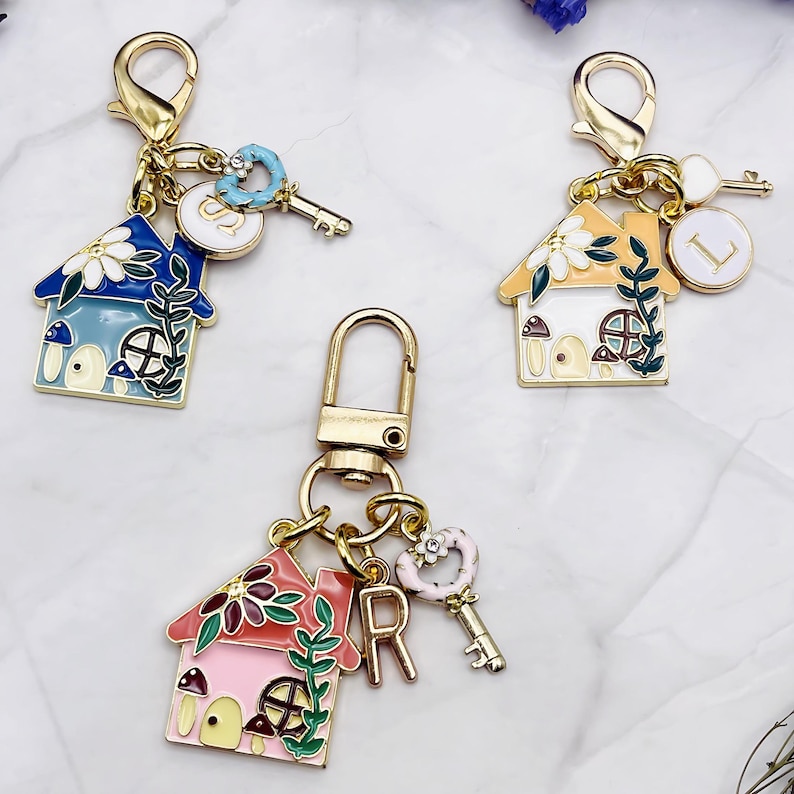 Custom House Keychain, Personalized Initial Keyring, Homeowner Gift - Etsy