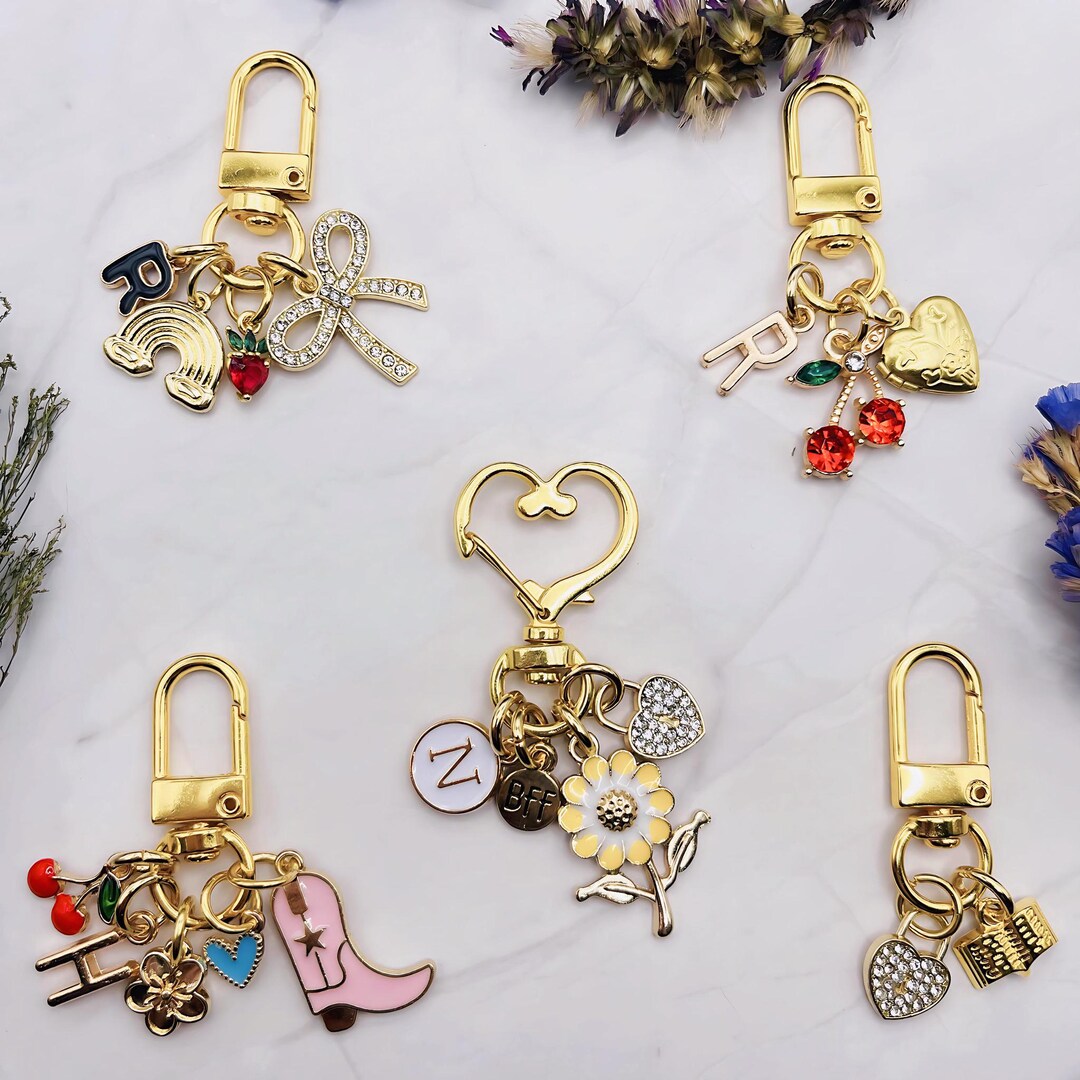 Custom Gold Keychain - Personalized Purse Charm - Choose Your Own ...