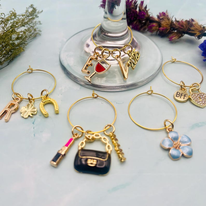 Custom Wine Stem Charms: Bridal Shower, Bachelorette Party Favors - Etsy
