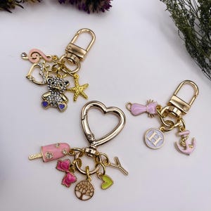 Custom Gold Keychain Personalized Purse Charm Choose Your Own Charms ...