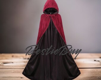 Red/black Reversible Hooded Cloak - Etsy