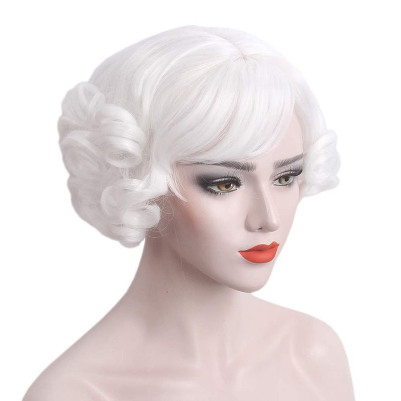 White Curly Wigs With Bangs for Mrs Claus Cosplay Costume - Etsy