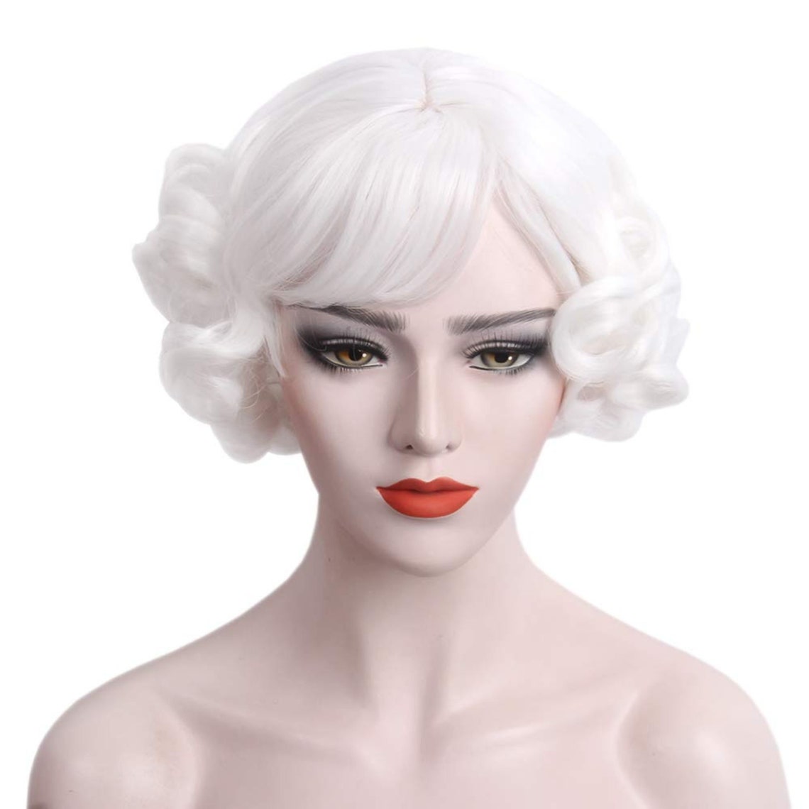 White Curly Wigs With Bangs for Mrs Claus Cosplay Costume - Etsy