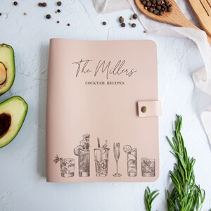 Cocktail Recipe Book Bar Recipe Book Bartender Gift Cocktail Binder Blank Leather Recipe Book ...
