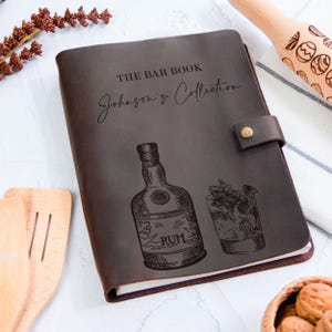 Cocktail Recipe Book Bar Recipe Book Bartender Gift Cocktail Binder Blank Leather Recipe Book ...