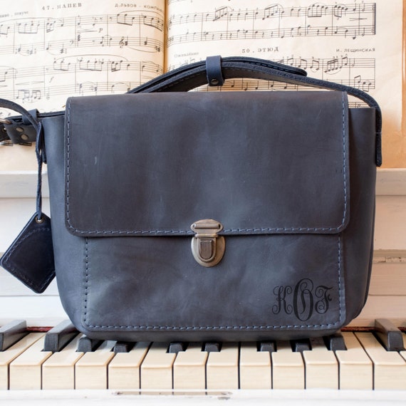 Navy Blue Leather Crossbody Bag for Women Leather Shoulder Bag - Etsy