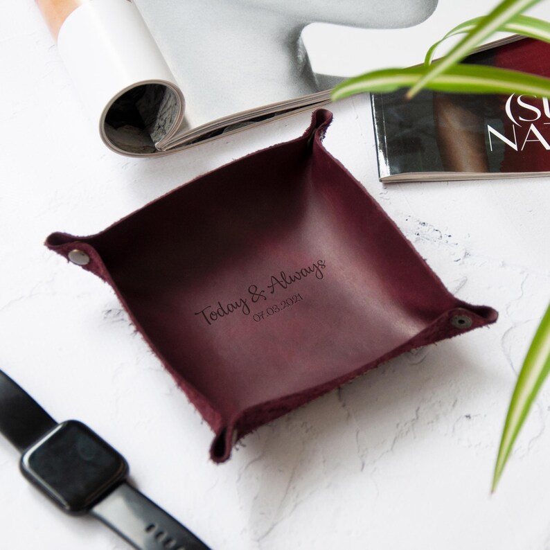 Personalized Leather Valet Tray Mens Ring Dish Custom - Etsy