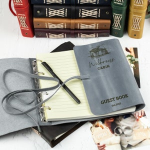 Leather Cabin Guest Book, AIRBNB Welcome Book, Hotel Sign in Book ...