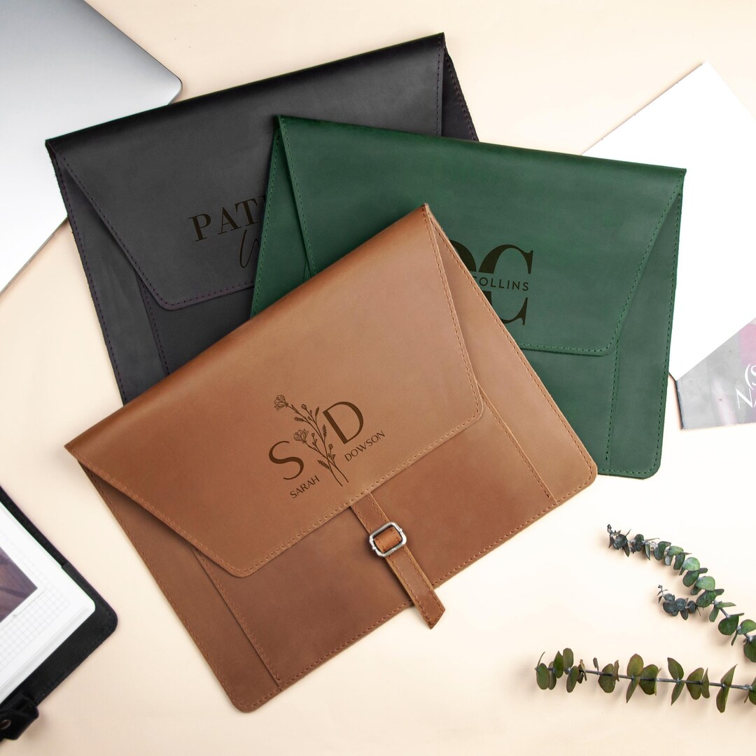 Personalized Leather Portfolio Document File Organizer A4 Paper Folder ...