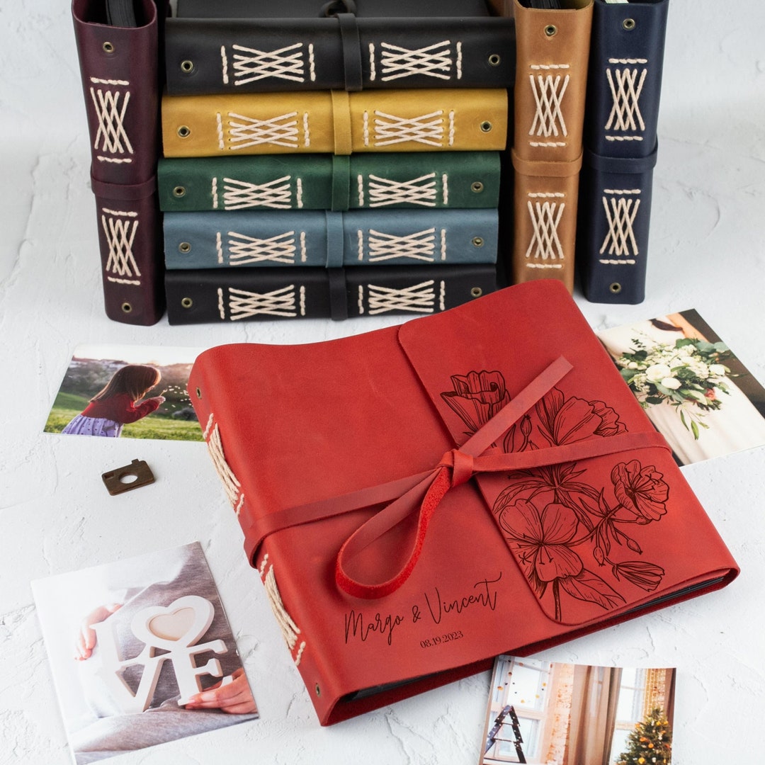 Wedding Photo Album Personalized Photo Album Leather Photo Album Rustic ...