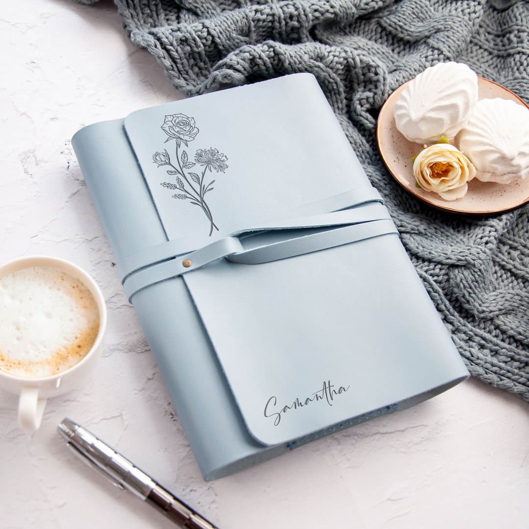 Birth Flower Name Journal, Personalized Leather Journal, Prayer Journal ...