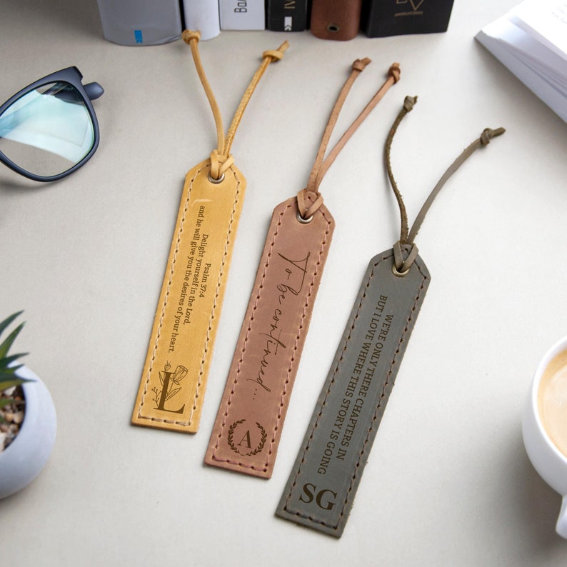 Personalized Leather Bookmark, Booksworm Bookmark, Personalised Leather ...