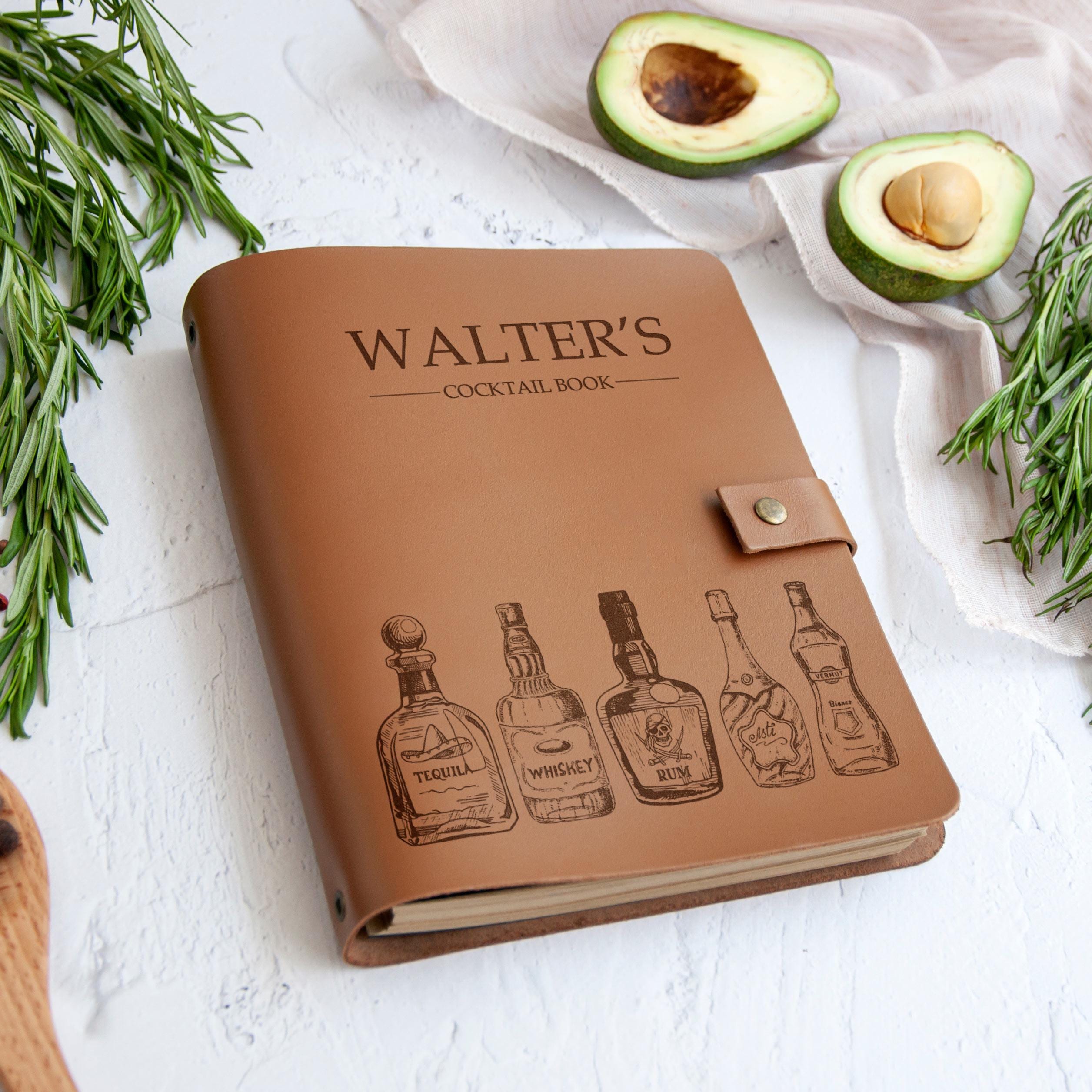 Custom Cocktail Recipe Book Binder, Bar Recipe Book, Leather Cocktail ...